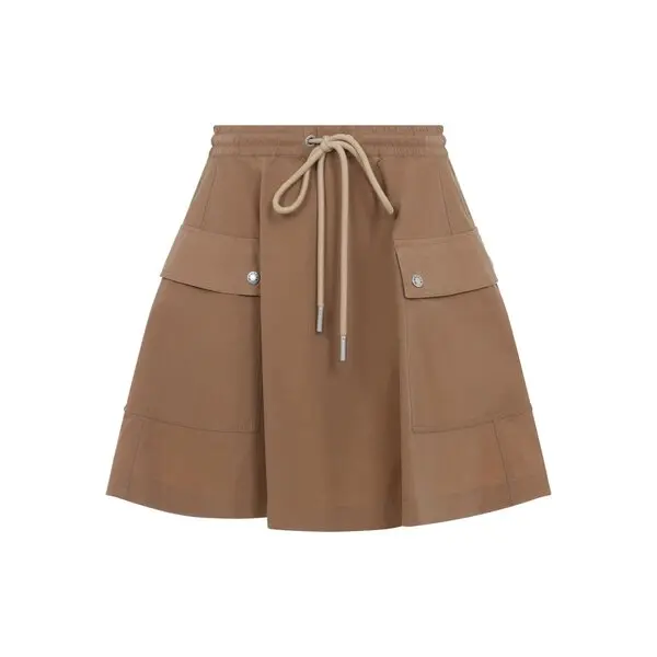 Moncler Technical Cotton Flared Cargo Skirt - Brown