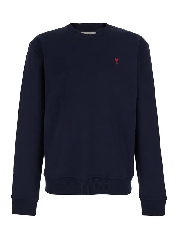 AMI Paris Blue Sweatshirt With De Coeur Logo On The Front In Cotton For - Multicolor