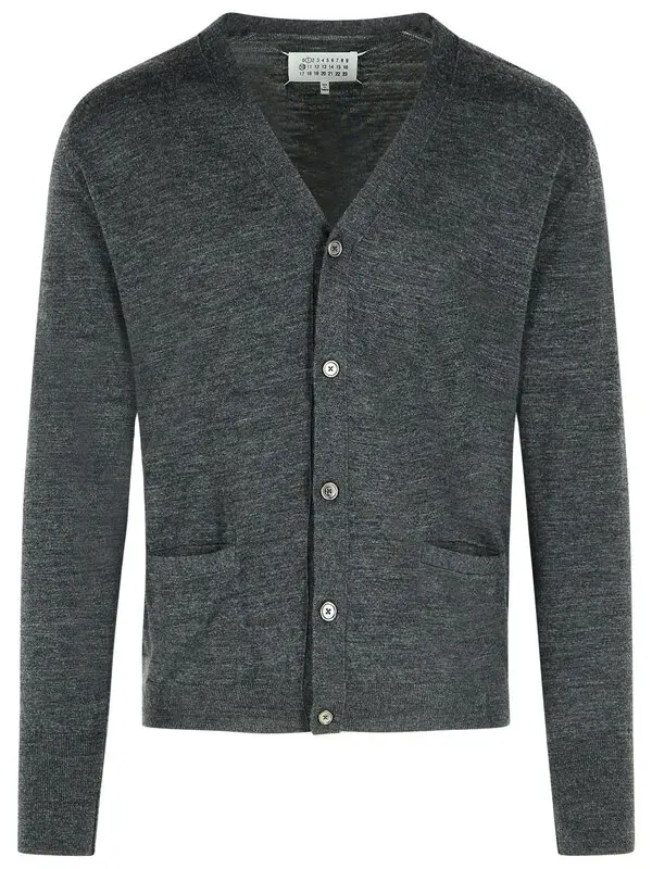 MAISON MARGIELA Dark Grey Wool Blend Cardigan - Gray