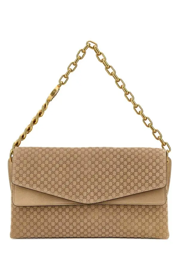 Gucci Beige Suede Large Shoulder Bag - Brown