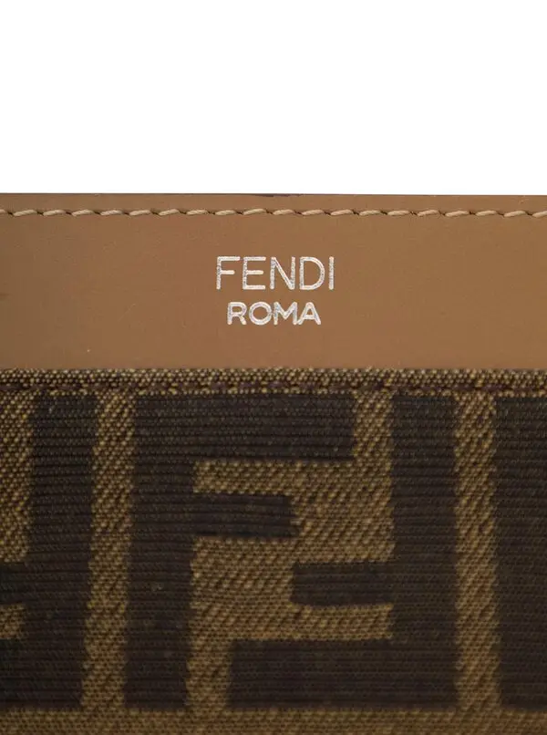 Fendi Ff Jacquard Motif Cotton Blend Flat Pouch - Multicolor
