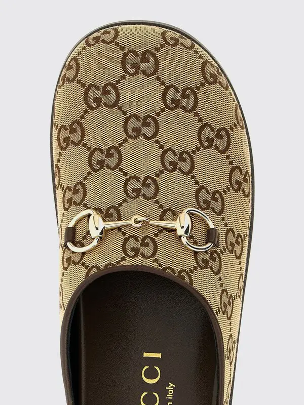 Gucci Gg Jacquard Cotton Blend Slippers With Horsebit - Brown