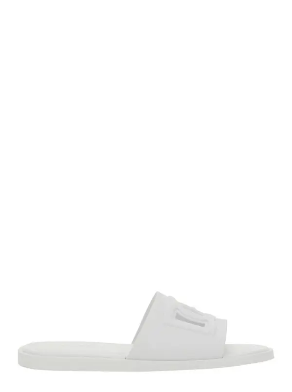 Dolce & Gabbana Rubber Logo Detail Slip-on Sandals For - White