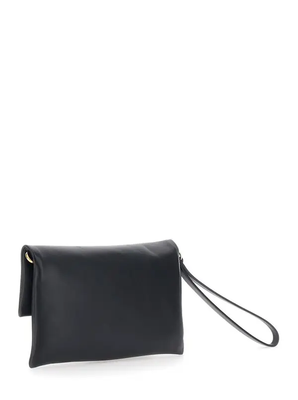 Fendi Leather Wristlet Pouch With Ff Plate Closure - Multicolor