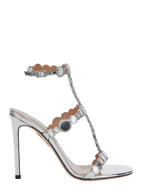 AQUAZZURA Afterglow' Metallic Sandals With Adjustable Straps And High Stiletto Heel In Leather For - Multicolor