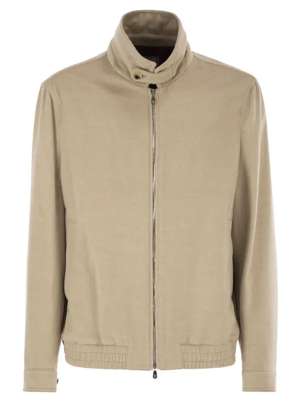Brunello Cucinelli Virgin Wool Bomber Jacket - Cream