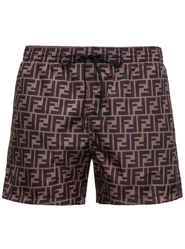 Fendi Ff Fabric Swim Shorts - Brown