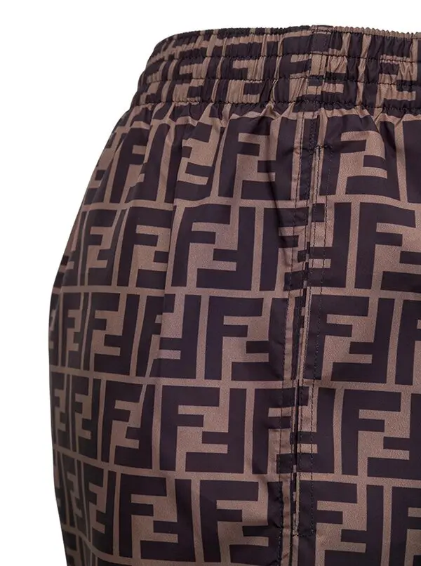 Fendi Ff Fabric Swim Shorts - Brown