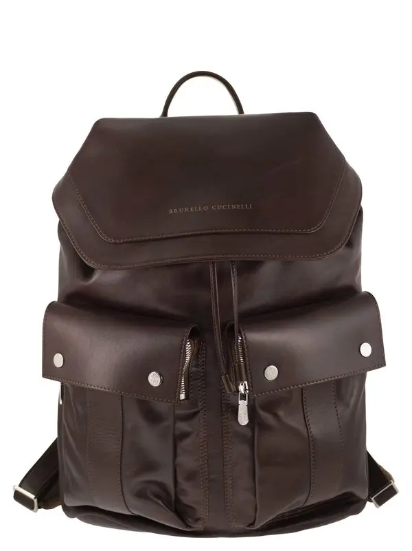 Brunello Cucinelli Leather Backpack With Utility Pockets