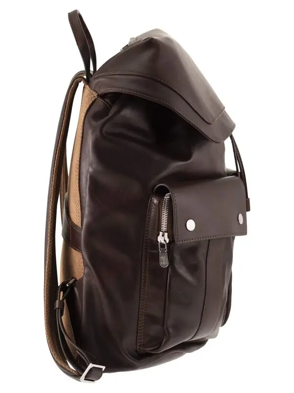 Brunello Cucinelli Leather Backpack With Utility Pockets