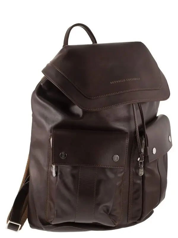 Brunello Cucinelli Leather Backpack With Utility Pockets