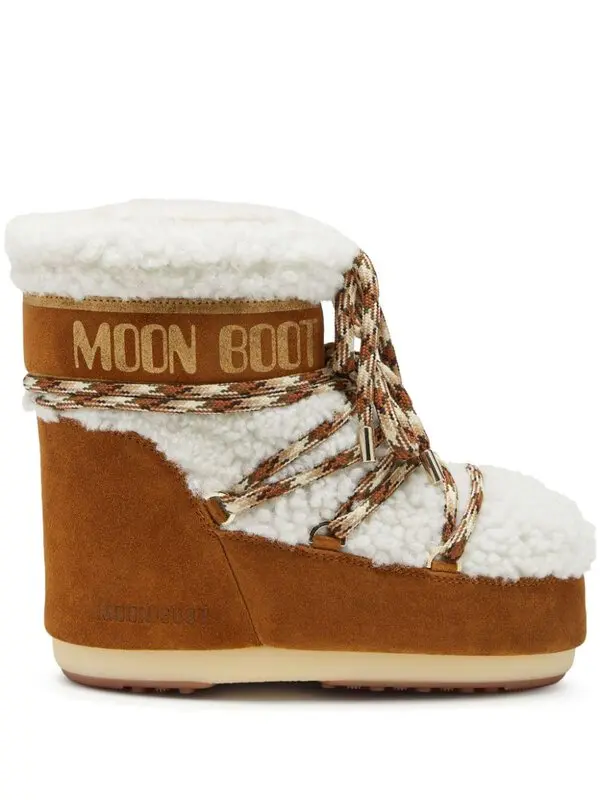Moon Boot Shearling Lace-up Boots - Brown