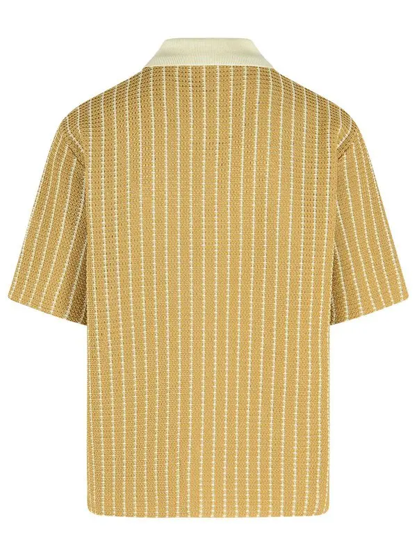 JIL SANDER Beige Cotton Knit Polo Shirt
