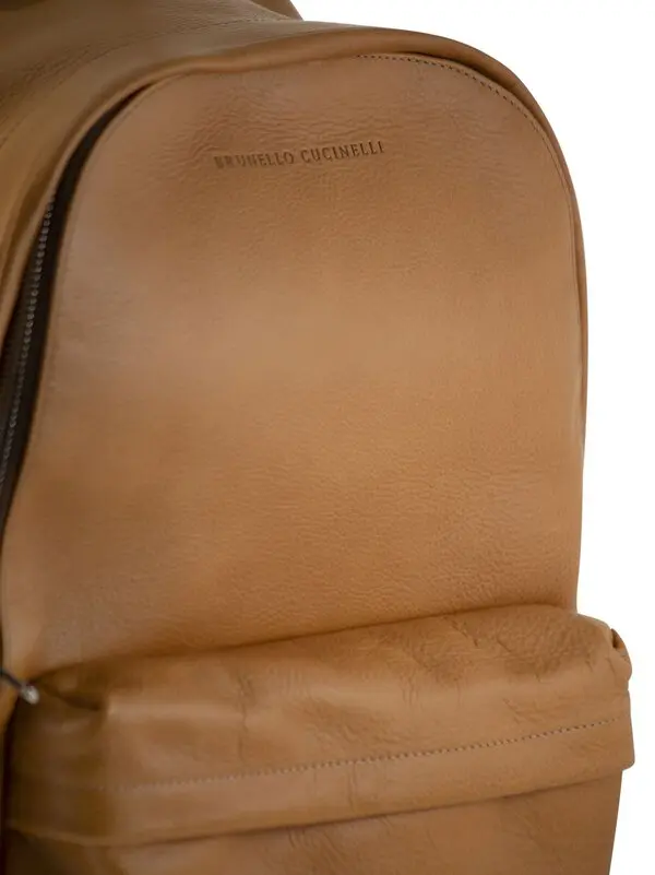 Brunello Cucinelli Grained Leather Backpack With Patch Pockets