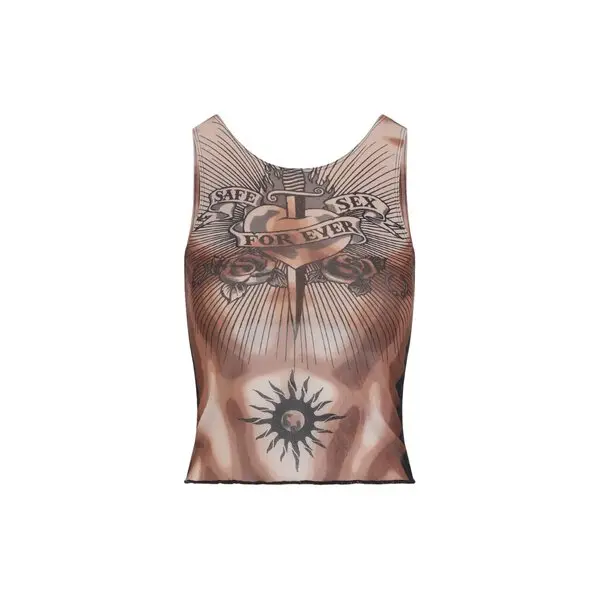JEAN PAUL GAULTIER Safe Sex Tattoo Top - Multicolor