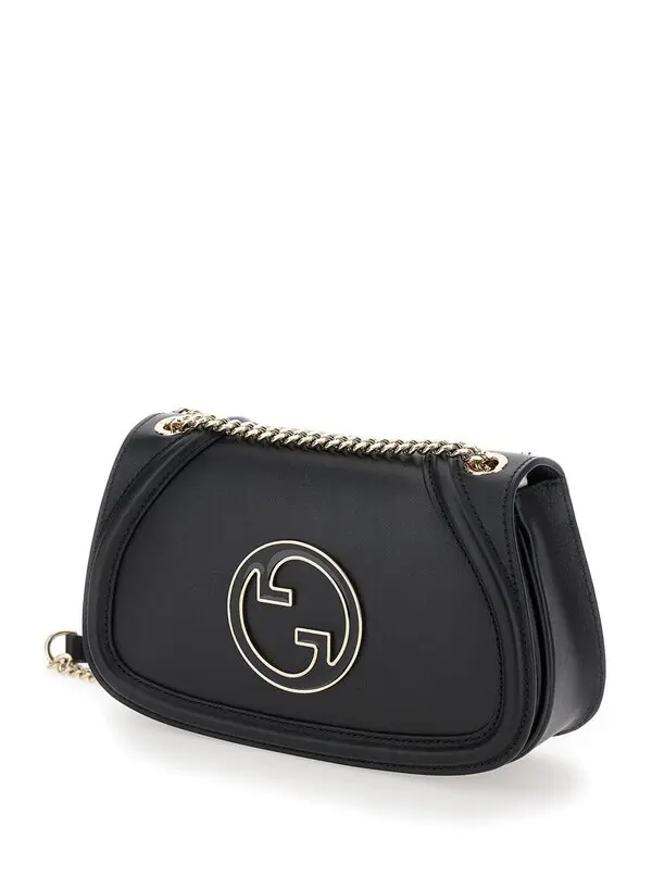 Gucci Blondie Small Handbag With Metallic Gg Crossover - Black