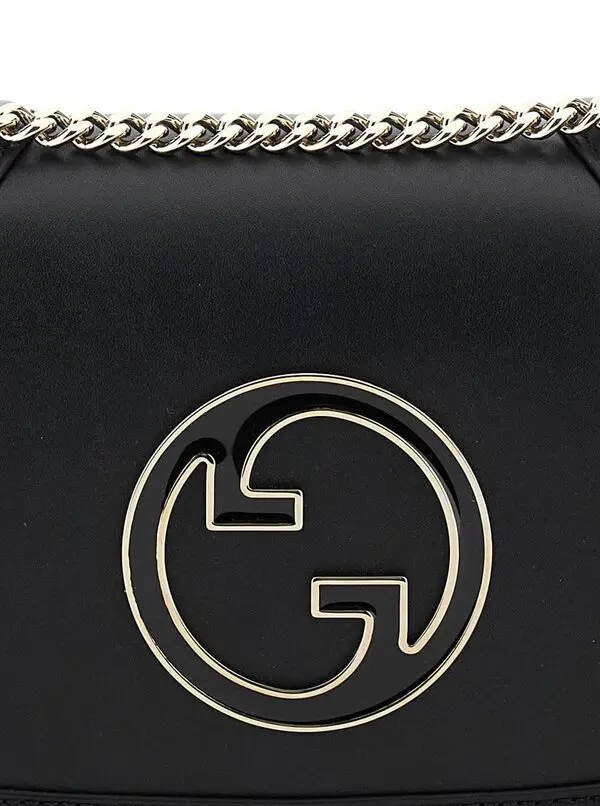 Gucci Blondie Small Handbag With Metallic Gg Crossover - Black