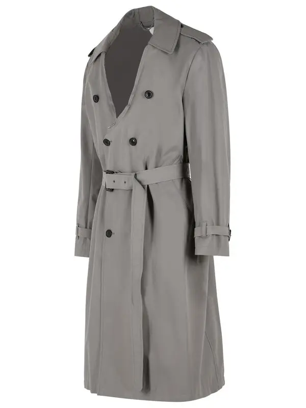 MAISON MARGIELA Grey Cotton Blend Trench Coat With Folded Collar
