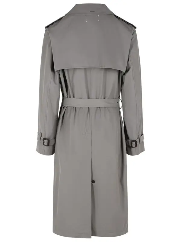 MAISON MARGIELA Grey Cotton Blend Trench Coat With Folded Collar