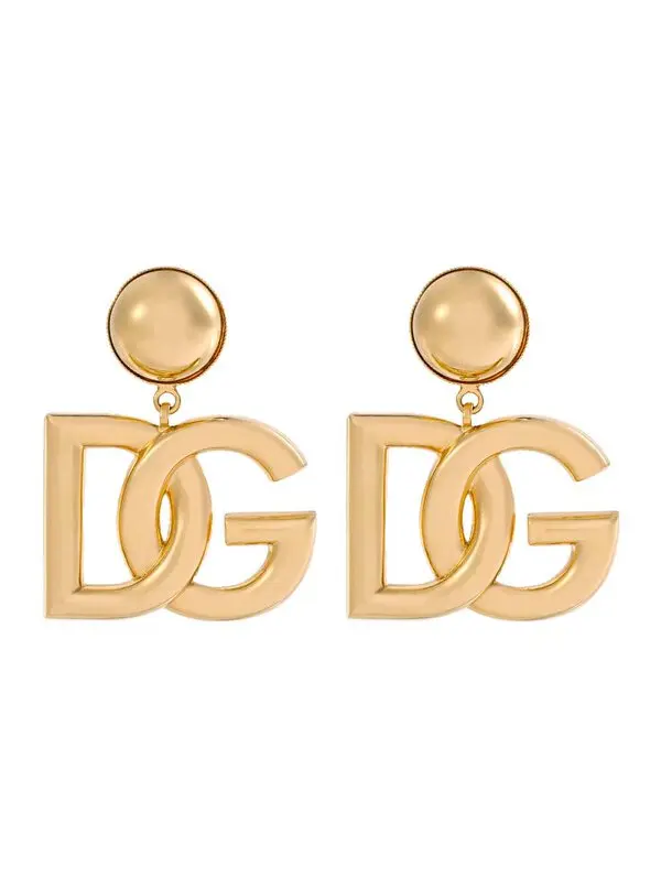 Dolce & Gabbana Earrings 'pop' With Pendant With Logo And Clip Design In Metallic Brass For - Multicolor
