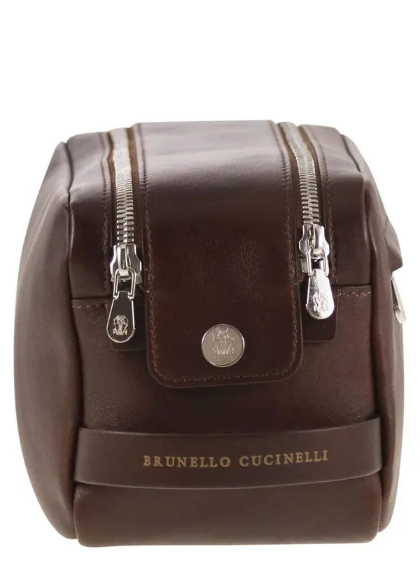 Brunello Cucinelli Leather Beauty Case With Double Zip - Red