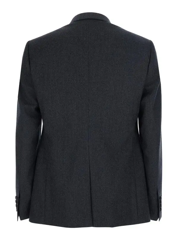 Dolce & Gabbana Grey Single-breasted Jacket With Notched Revers In Wool Blend For