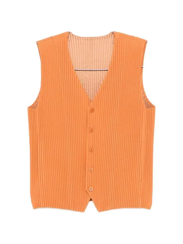 Issey Miyake Pleated V-necked Vest - Multicolor