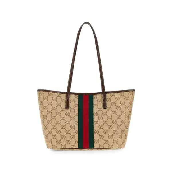 Gucci Gg Canvas Web-stripe Tote Bag - Cream