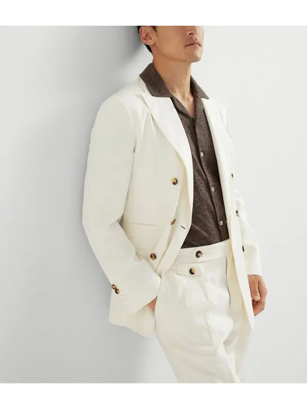 Brunello Cucinelli Linen Blend Double-breasted Jacket