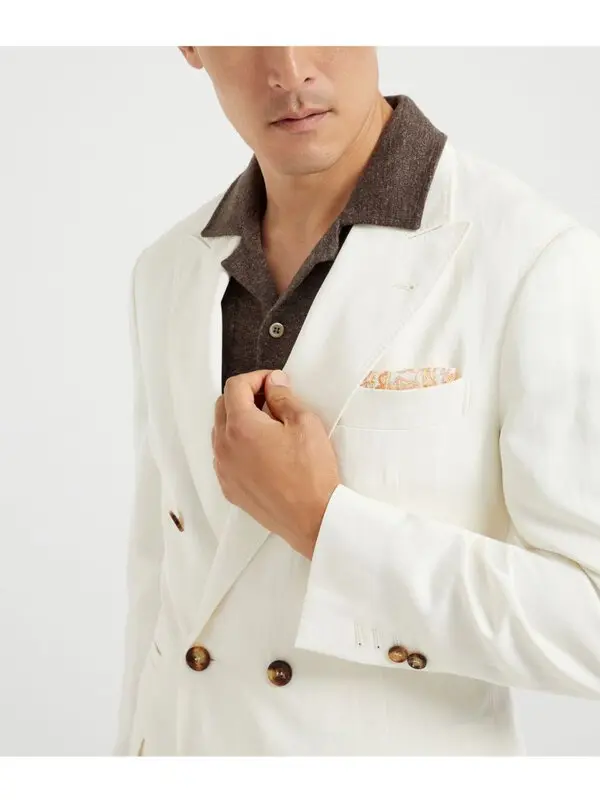 Brunello Cucinelli Linen Blend Double-breasted Jacket