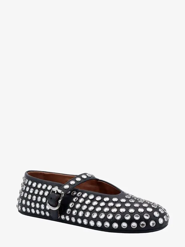 Alaïa Leather Ballet Flats With Rhinestones - Multicolor