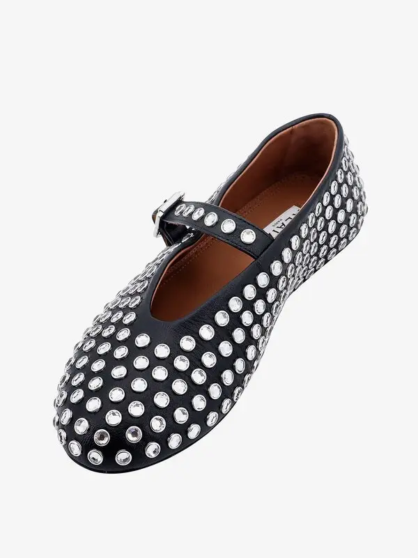 Alaïa Leather Ballet Flats With Rhinestones - Multicolor