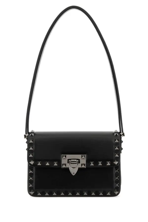 Valentino Garavani Leather Rockstud23 Shoulder Bag - Black