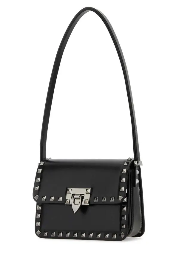 Valentino Garavani Leather Rockstud23 Shoulder Bag - Black