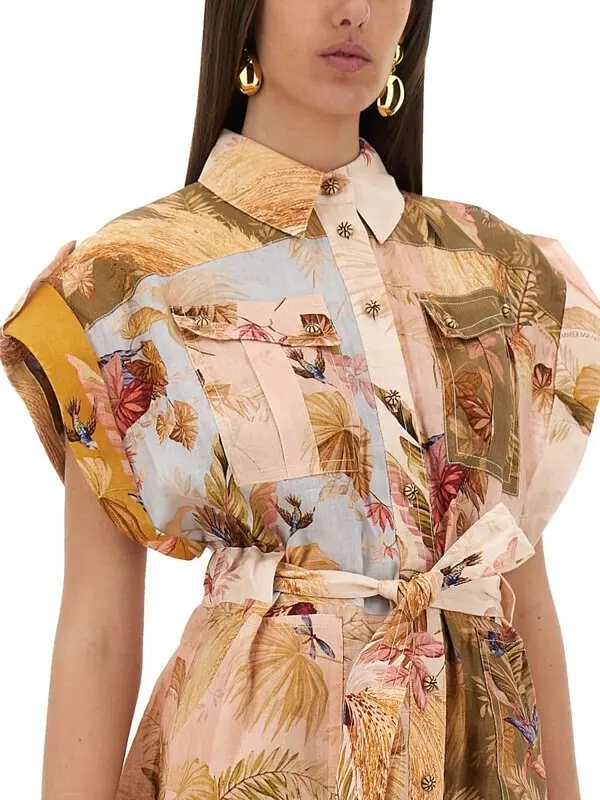 Zimmermann Short Overalls With Ascension Lapels - Multicolor