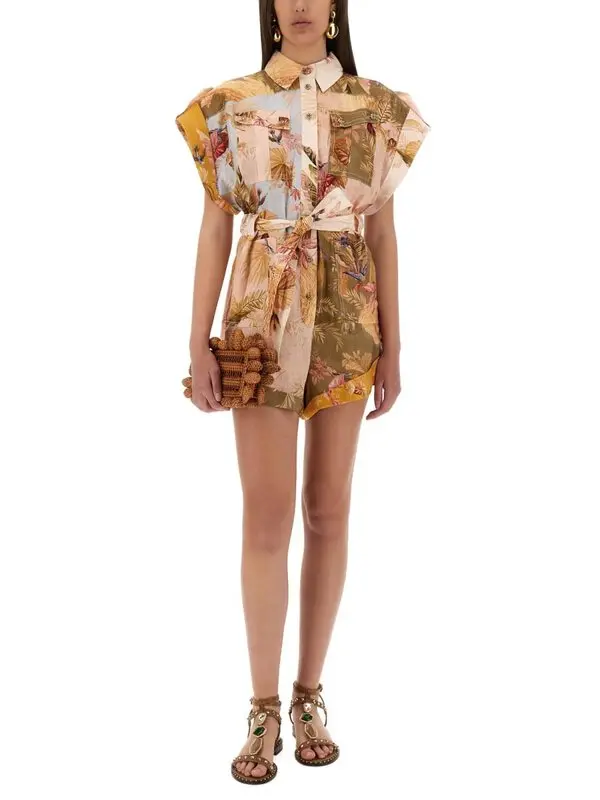 Zimmermann Short Overalls With Ascension Lapels - Multicolor