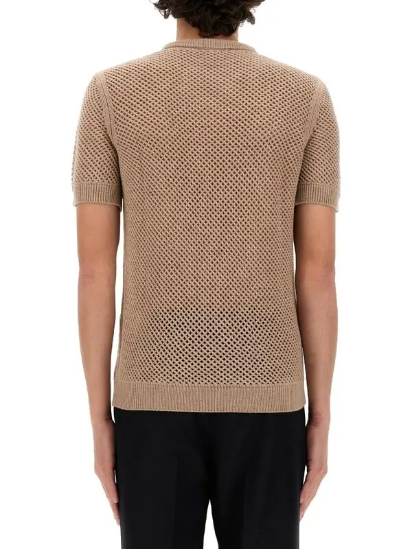 Fendi Wool Jersey Short Sleeve Sweater - Cream