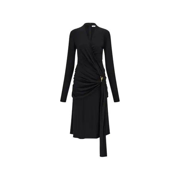 FERRAGAMO Viscose Jersey Dress With Gancini Brooch