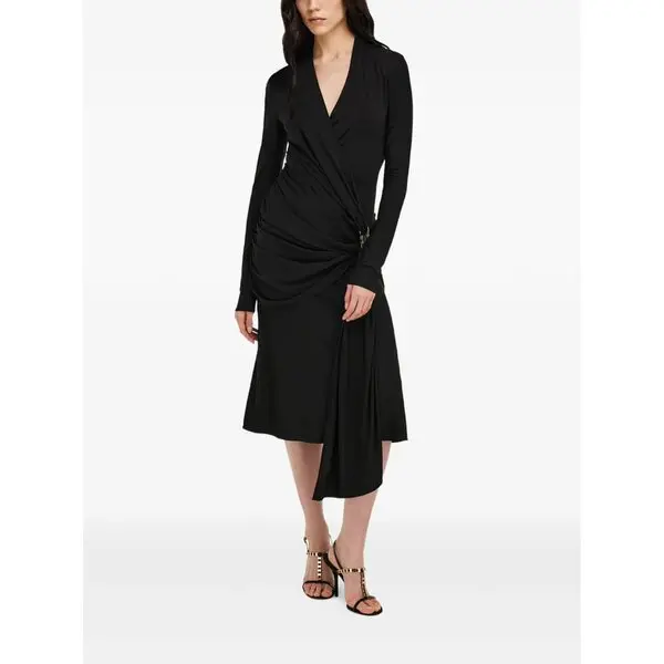 FERRAGAMO Viscose Jersey Dress With Gancini Brooch