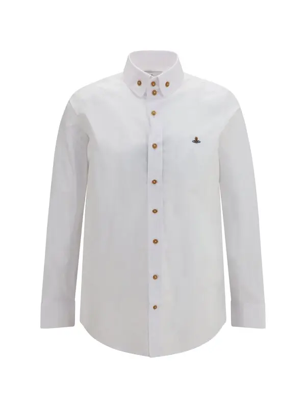 VIVIENNE WESTWOOD Orb Embroidered Cotton Shirt - White