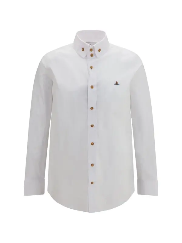 VIVIENNE WESTWOOD Orb Embroidered Cotton Shirt - White