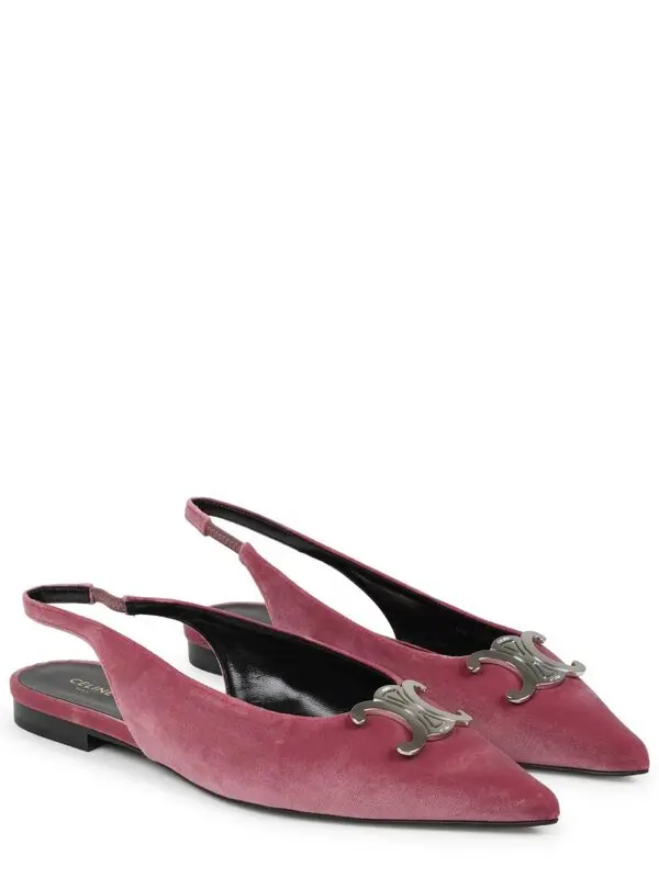 Celine Alma Triomphe Velvet Flat Slingback 05
