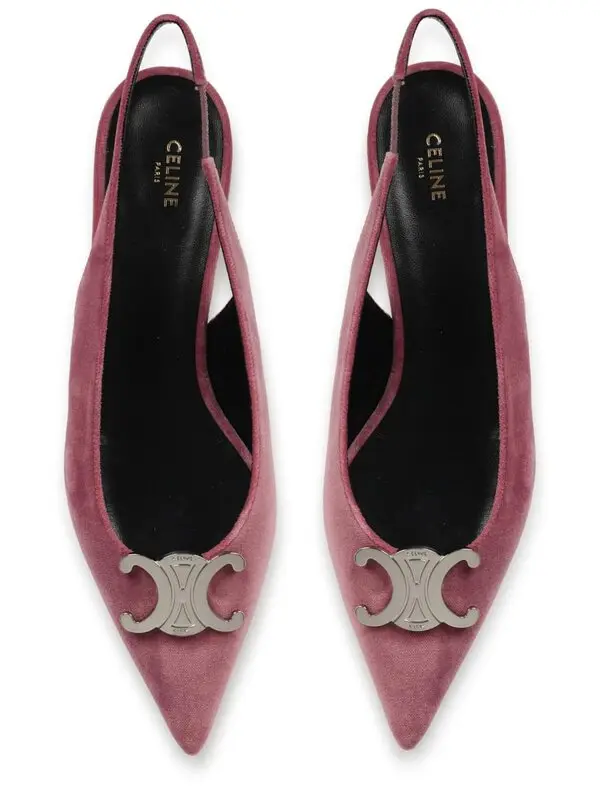 Celine Alma Triomphe Velvet Flat Slingback 05