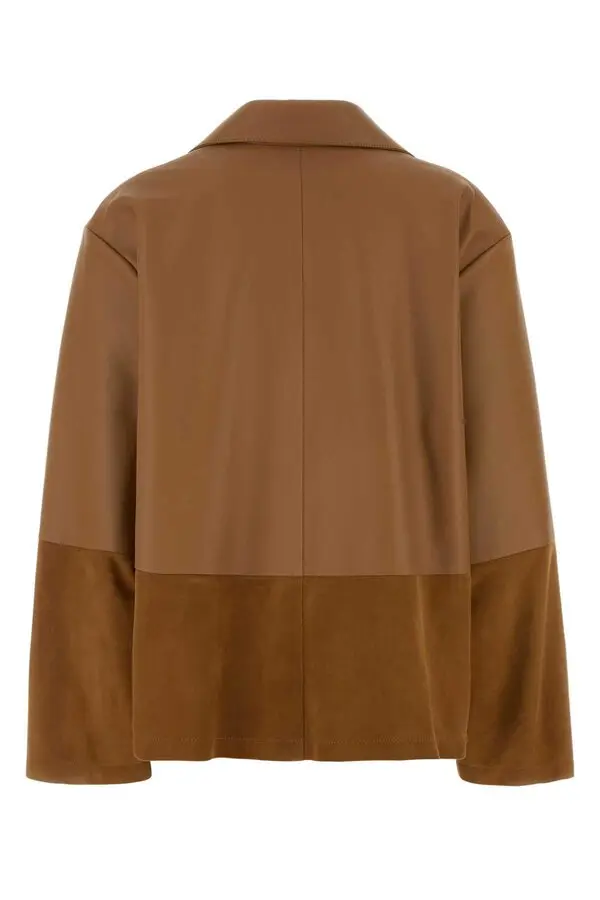 Loewe Camel Leather And Suede Shirt