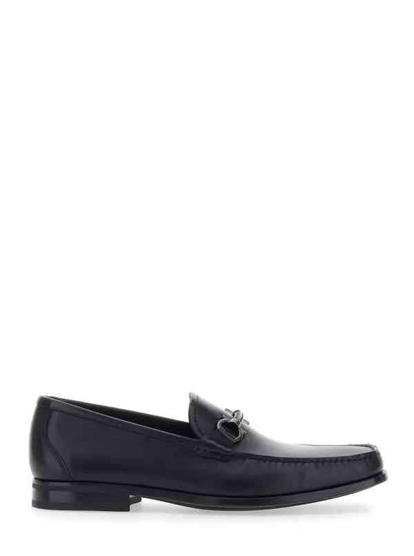 FERRAGAMO Loafers With Gancini Detail On The Front In Leather For - Black