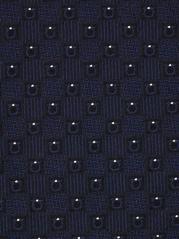 FERRAGAMO Gancini Silk Jacquard Tie - Black