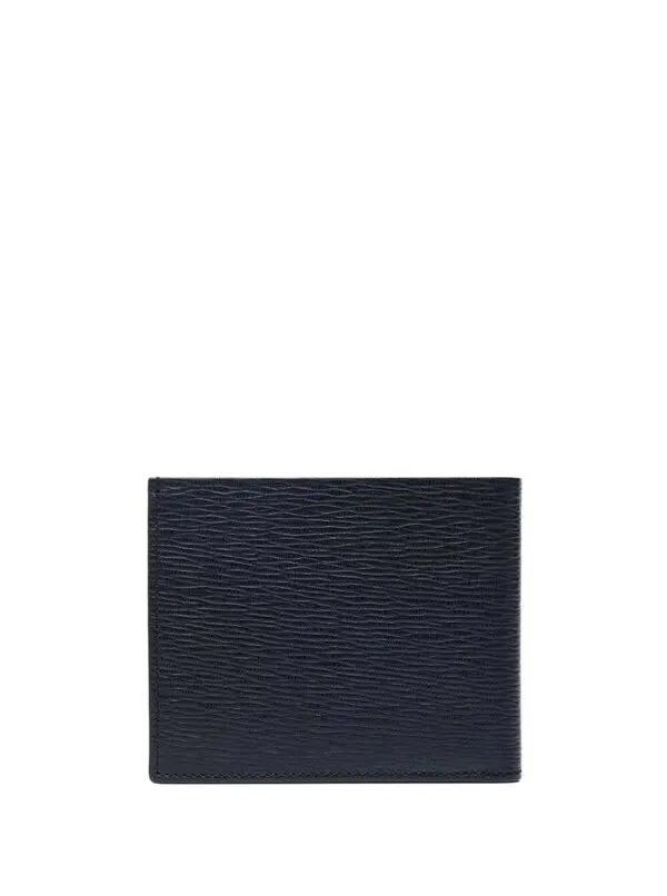 FERRAGAMO Wallet With Metallic Front Logo In Blue Leather For