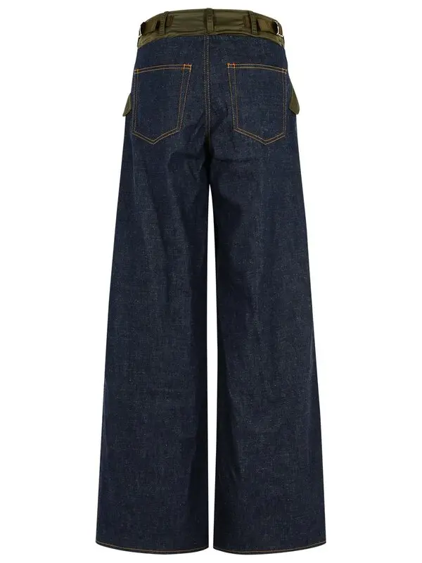 Sacai Cotton Denim Wide Leg Jeans - Blue