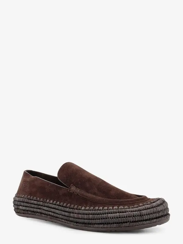 Loewe Rio Suede And Raffia Loafers
