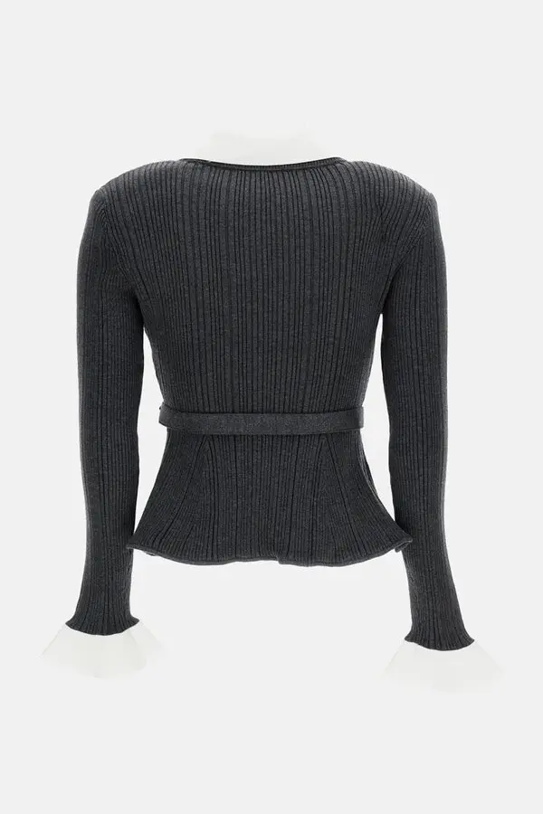 SELF-PORTRAIT Ribbed Knit Cardigan - Multicolor